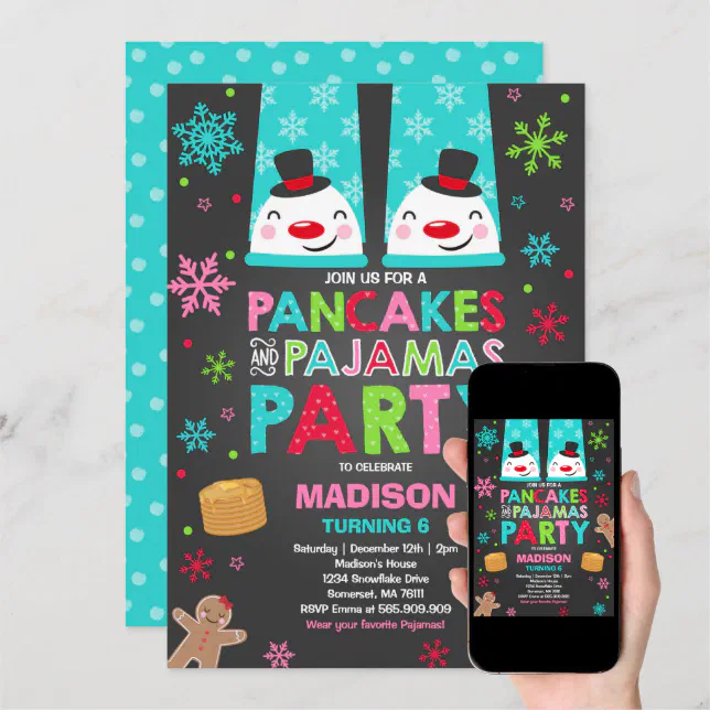 Christmas Pancakes And Pajamas Invitation Santa Zazzle
