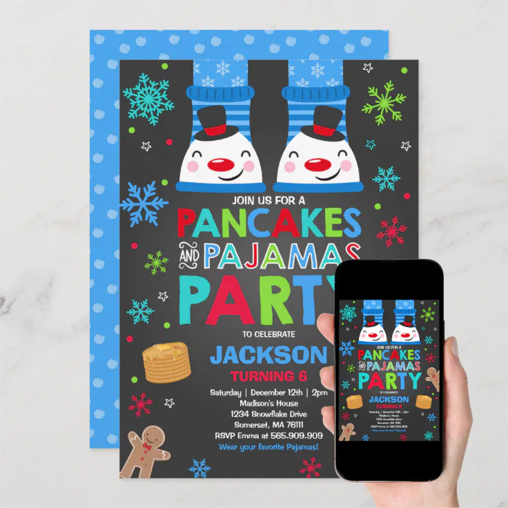 Christmas Pancakes And Pajamas Invitation Snowman Zazzle