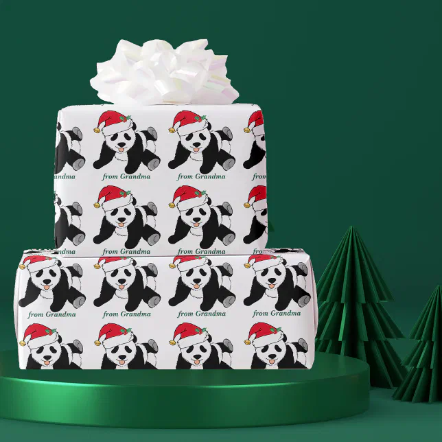 Christmas Panda Bear Personalized From Your Name Wrapping Paper | Zazzle