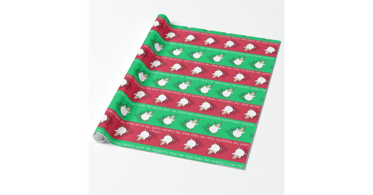CHRISTMAS PANIC CHICKEN by Sandra Boynton Wrapping Paper | Zazzle