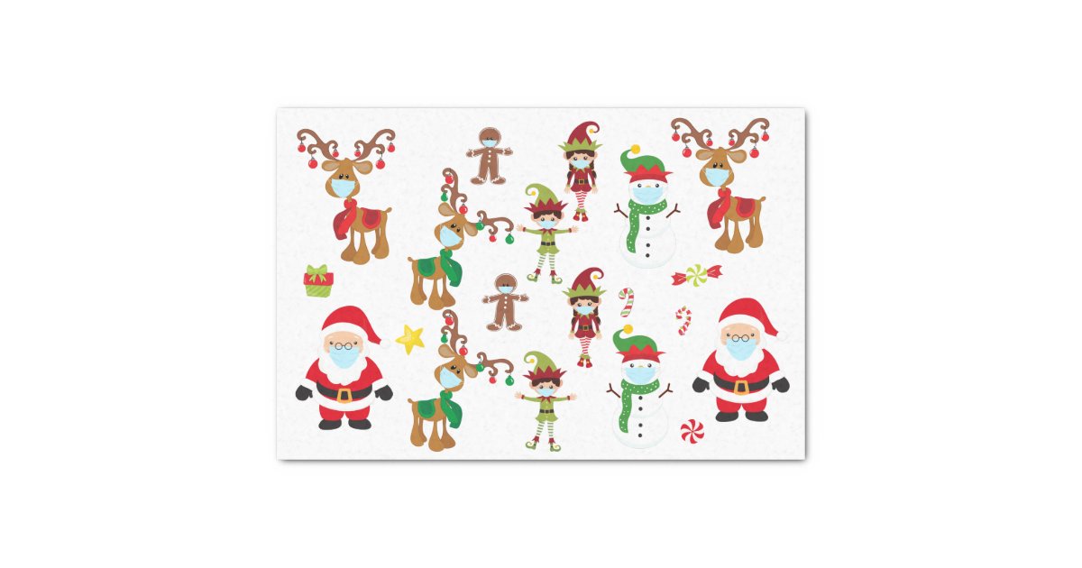 Christmas Paper 2020 Face Mask Santa Reindeer | Zazzle