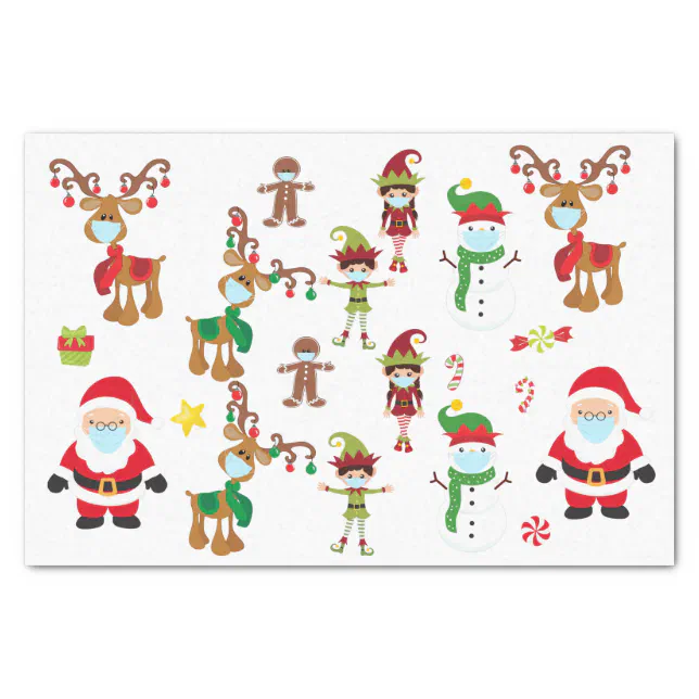 Christmas Paper 2020 Face Mask Santa Reindeer | Zazzle