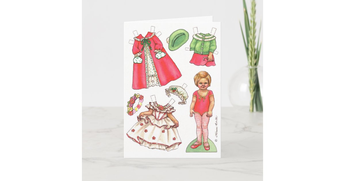 Christmas paper doll card | Zazzle