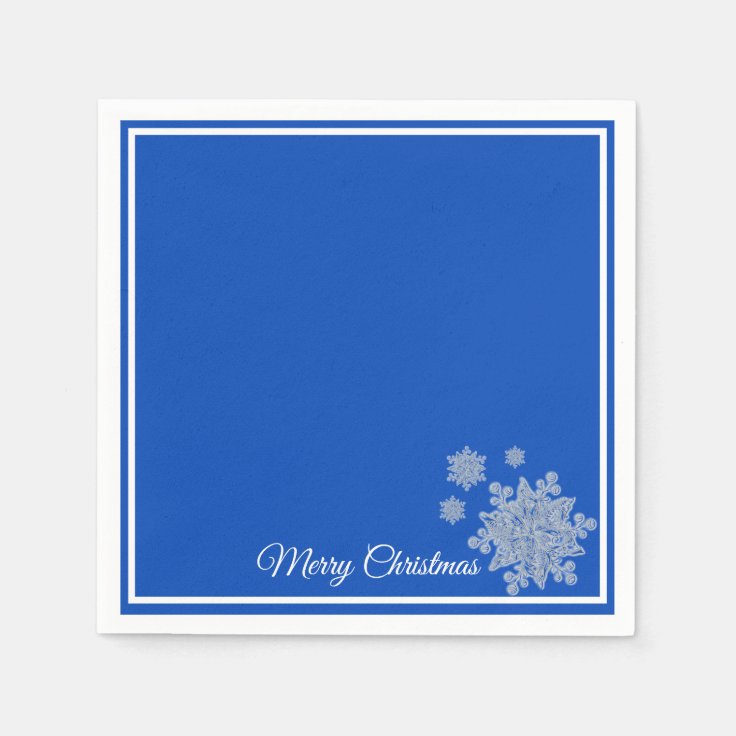 Christmas Paper Napkins Royal Blue Snowflakes | Zazzle