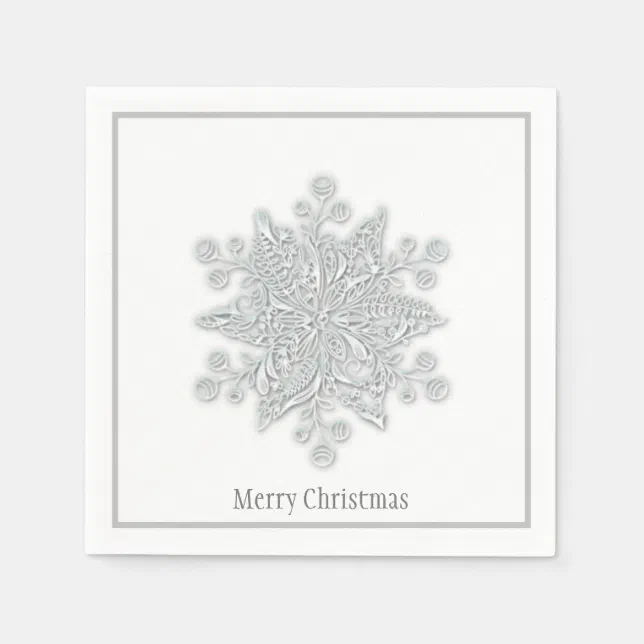 Christmas Paper Napkins Silver Snowflake | Zazzle