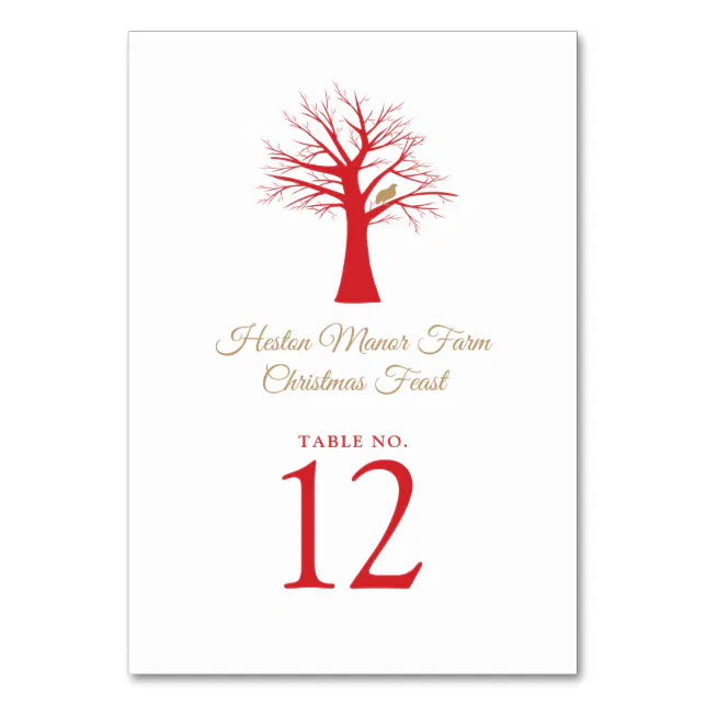 Christmas partridge in a tree Christmas event Table Number | Zazzle