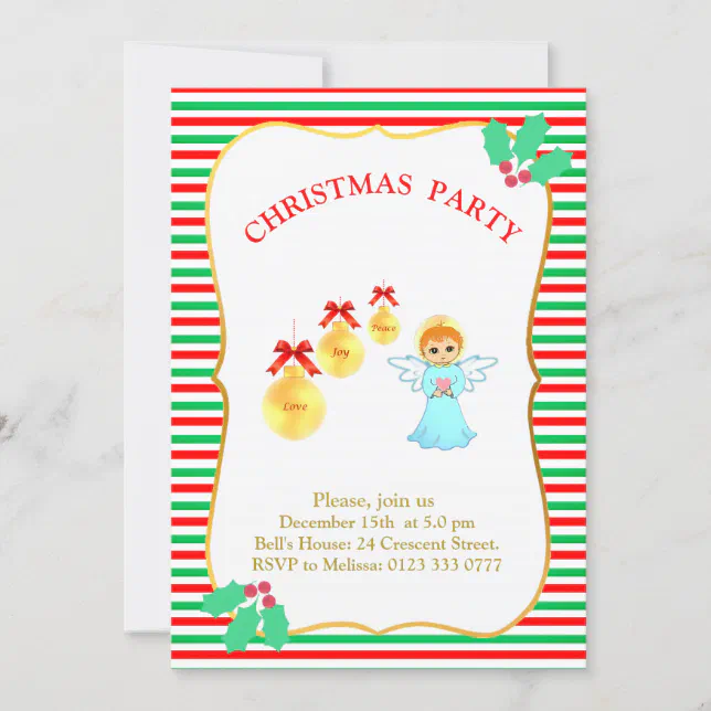 Christmas Party Angel Invitation | Zazzle
