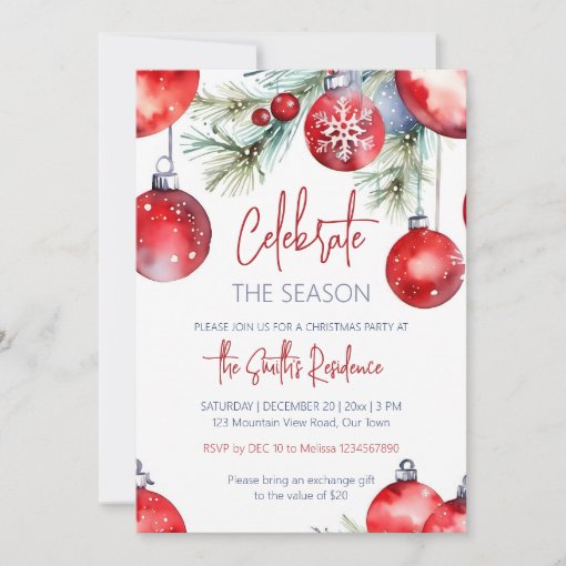 Christmas party celebrate the season invitation | Zazzle