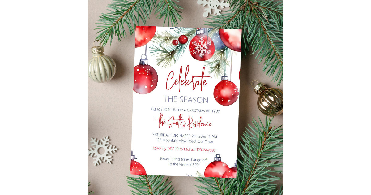 Christmas party celebrate the season invitation | Zazzle