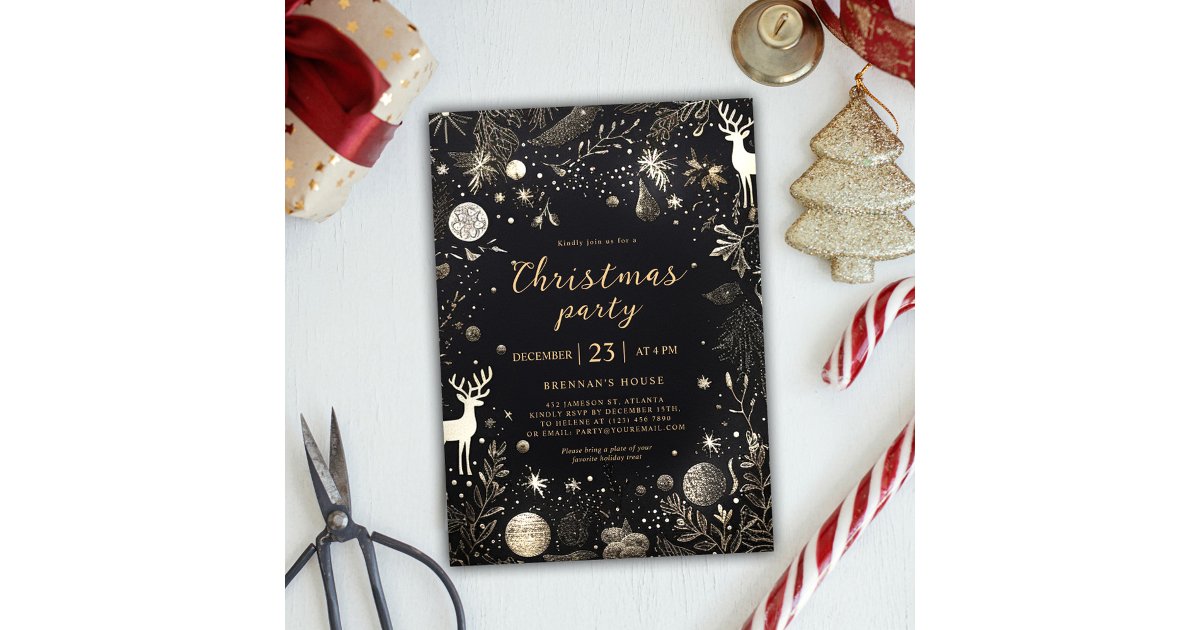 Christmas Party Elegant Festive Holiday Invitation | Zazzle