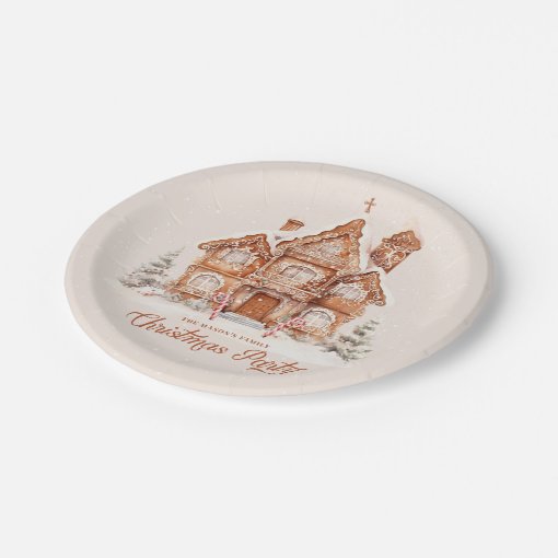 Christmas Party Gingerbread House Personalized Paper Plates | Zazzle