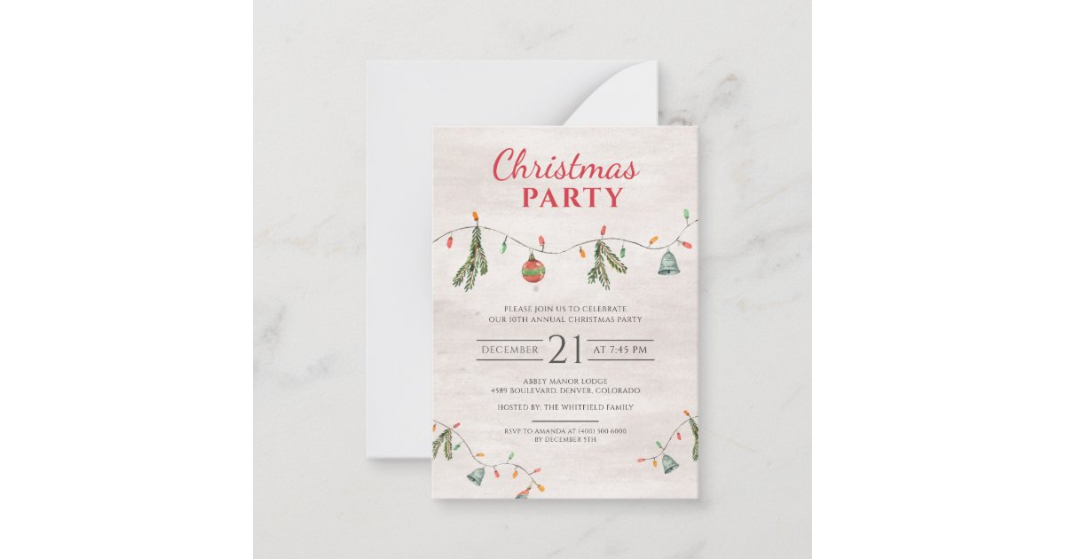 Christmas Party Happy Holidays Annual Family Note Card | Zazzle