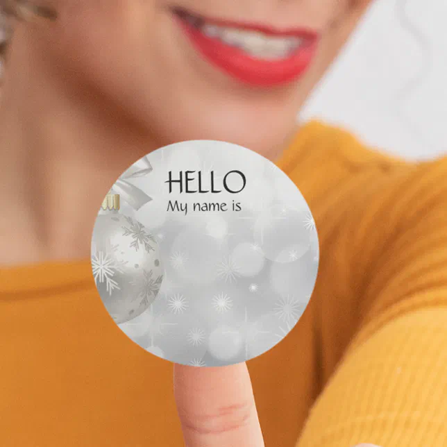 Christmas Party Holiday Hello Name Tag Badge | Zazzle
