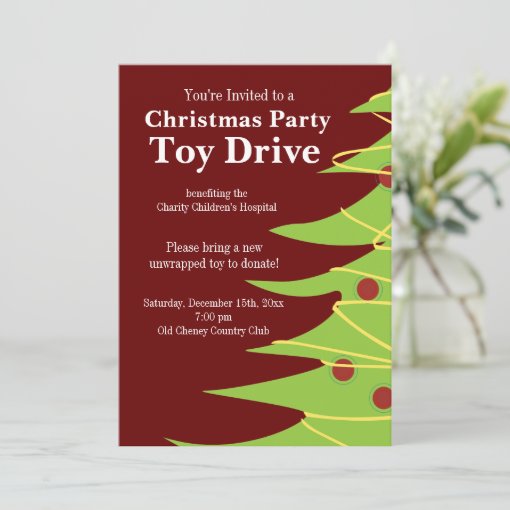Christmas Party Holiday Toy Drive Invitations | Zazzle