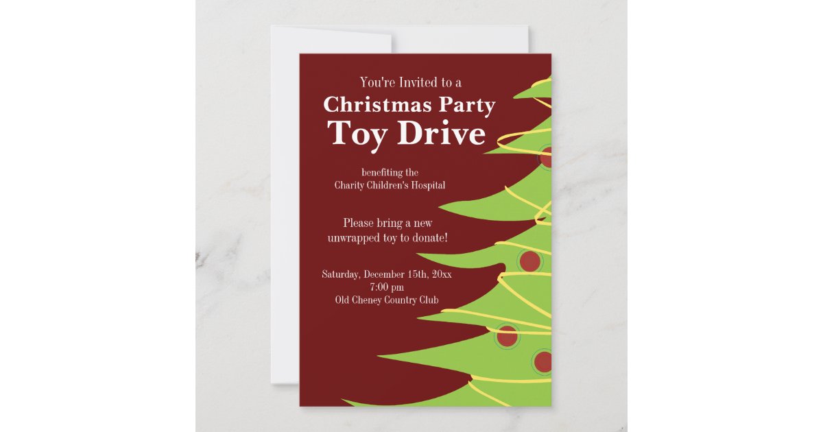 Christmas Party Holiday Toy Drive Invitations | Zazzle