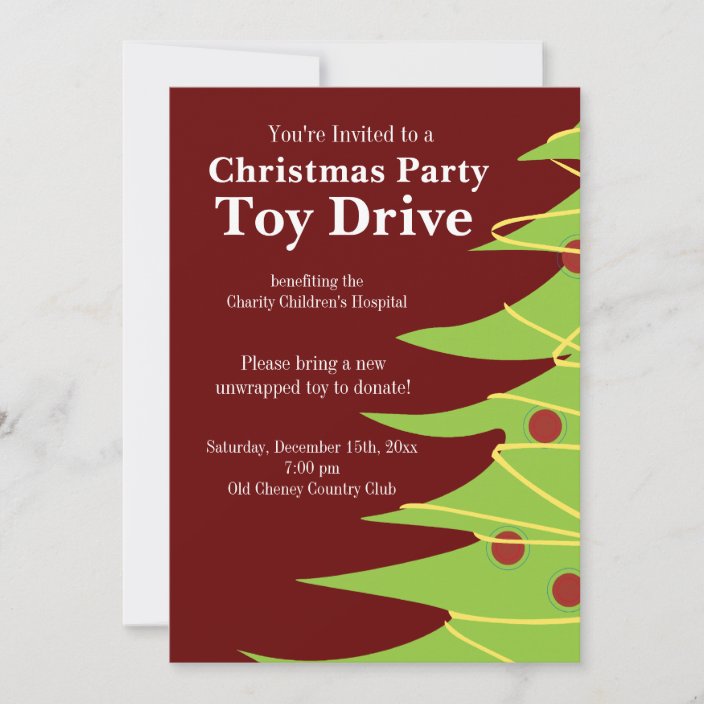 Christmas Party Holiday Toy Drive Invitations | Zazzle.com
