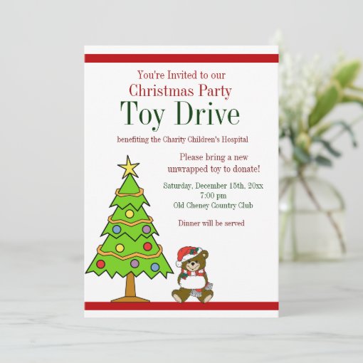 Christmas Party Holiday Toy Drive Invitations | Zazzle
