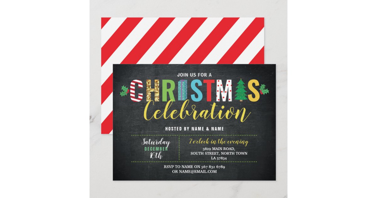 Christmas Party Holidays Celebration Festive Fun Invitation | Zazzle