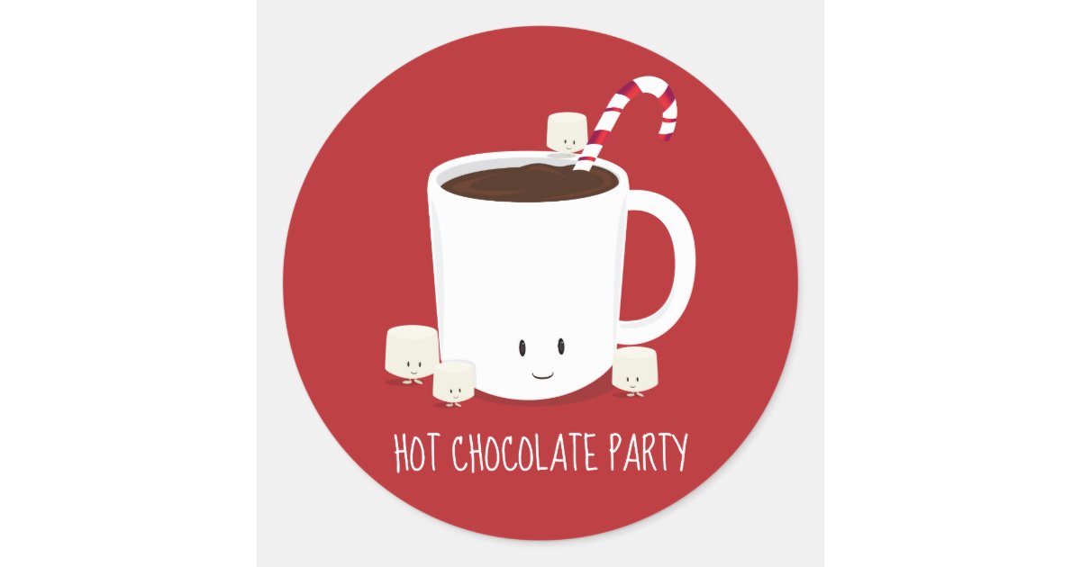 Christmas Party Hot Chocolate Hot Cocoa Classic Round Sticker | Zazzle