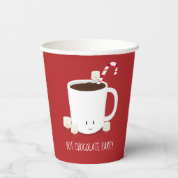Christmas Party Hot Chocolate Hot Cocoa Paper Cups | Zazzle