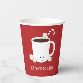 Christmas Party Hot Chocolate Hot Cocoa Paper Cups | Zazzle