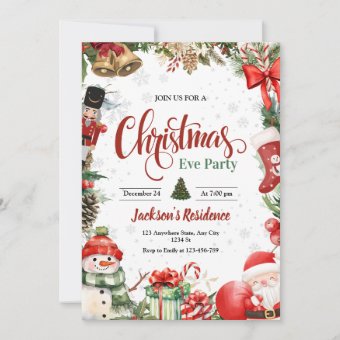Christmas Party Invitation, Christmas Eve Dinner Invitation | Zazzle
