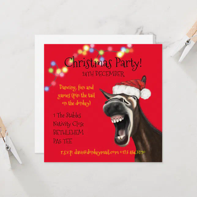 Christmas Party Invitation, Crazy Donkey Invitation | Zazzle