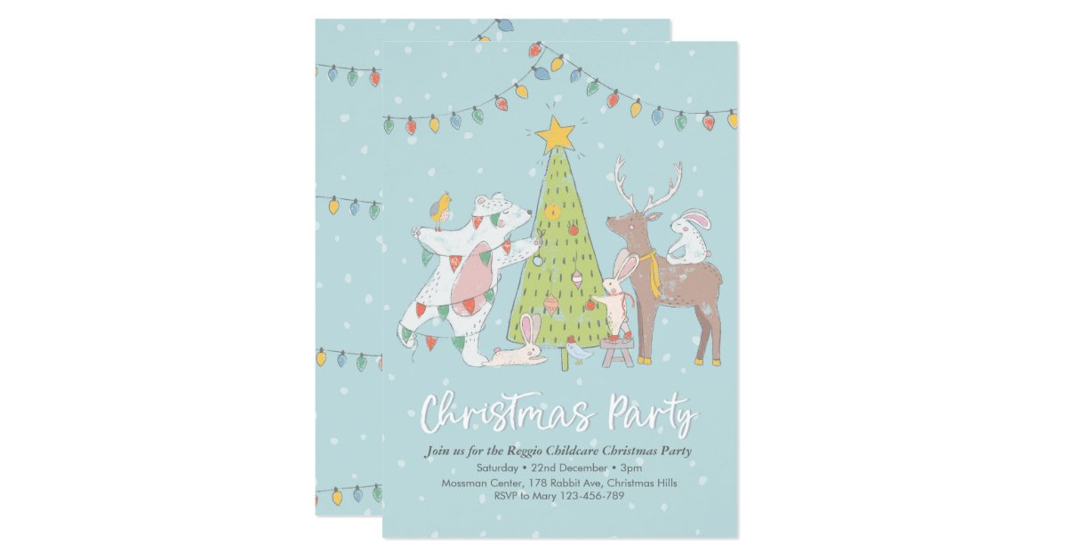 Christmas party Invitation | Decorating Tree | Zazzle.com