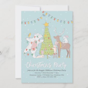 Christmas party Invitation | Decorating Tree | Zazzle
