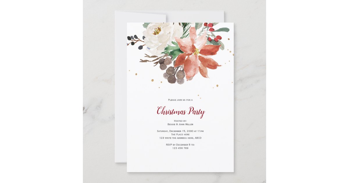 Christmas Party Invitation, Elegant, Holiday Invitation | Zazzle