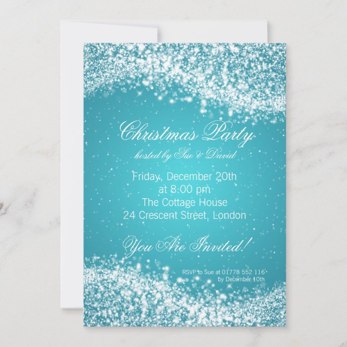 Christmas Party Invitation Elegant Sparkle Blue | Zazzle.com
