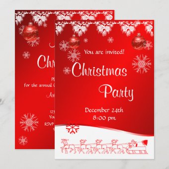 Christmas Party invitation on red background | Zazzle