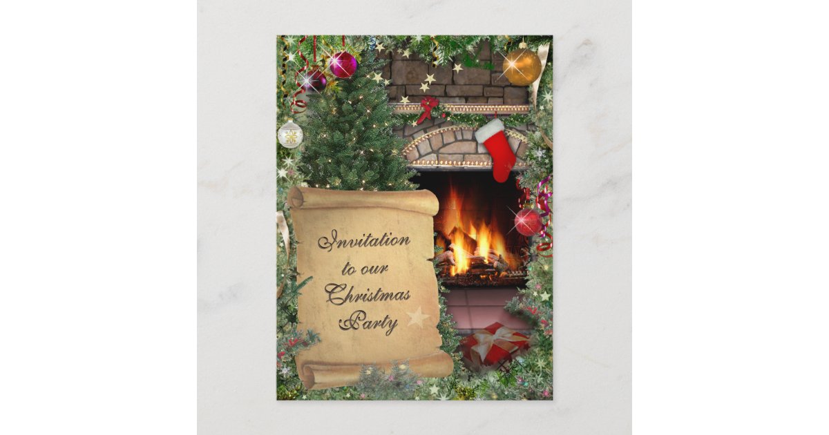 Christmas Party Invitation Postcard | Zazzle