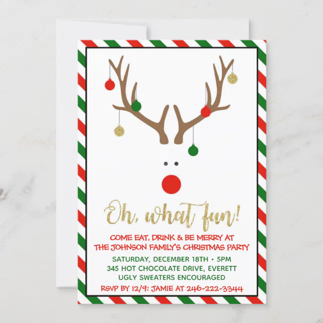 Christmas Party Invitation | Reindeer Invitation | Zazzle