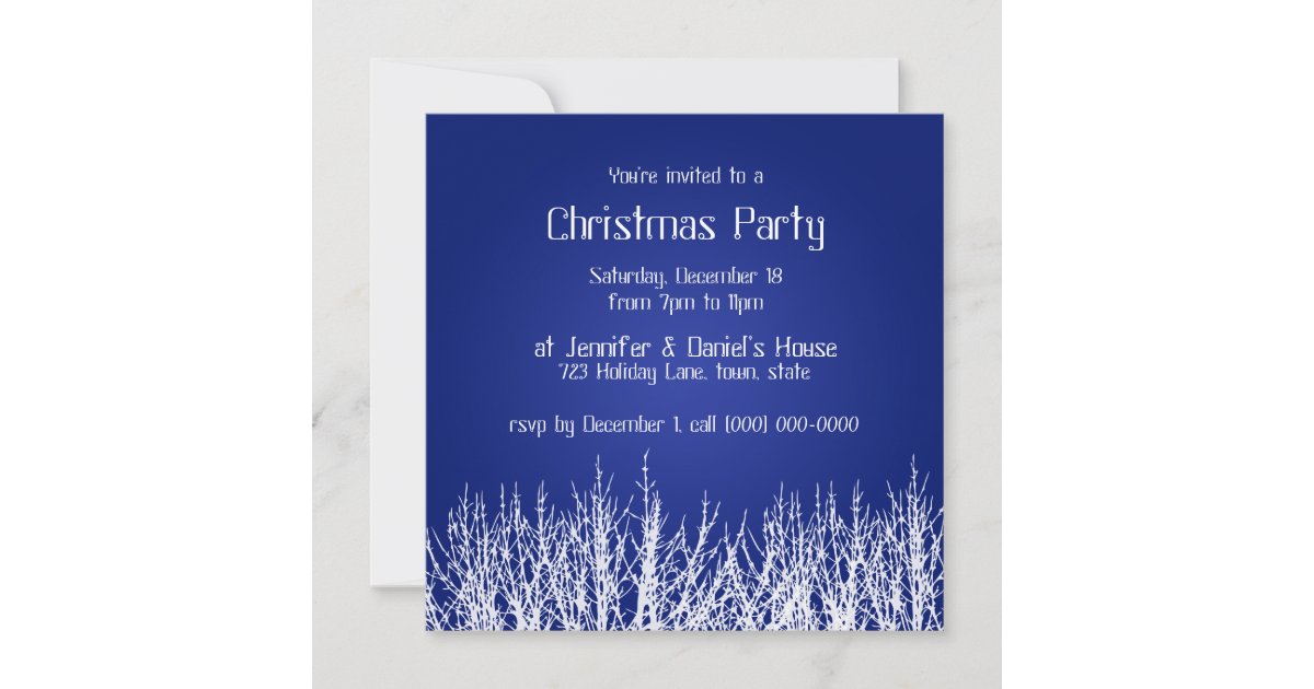 Christmas Party Invitations Blue White Invites | Zazzle