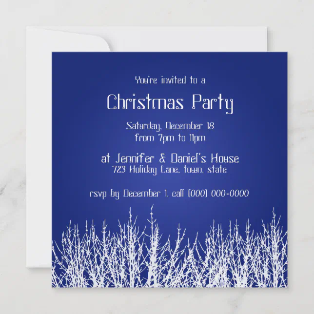 Christmas Party Invitations Blue White Invites | Zazzle