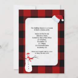 Christmas Party Invite buffalo plaid design | Zazzle