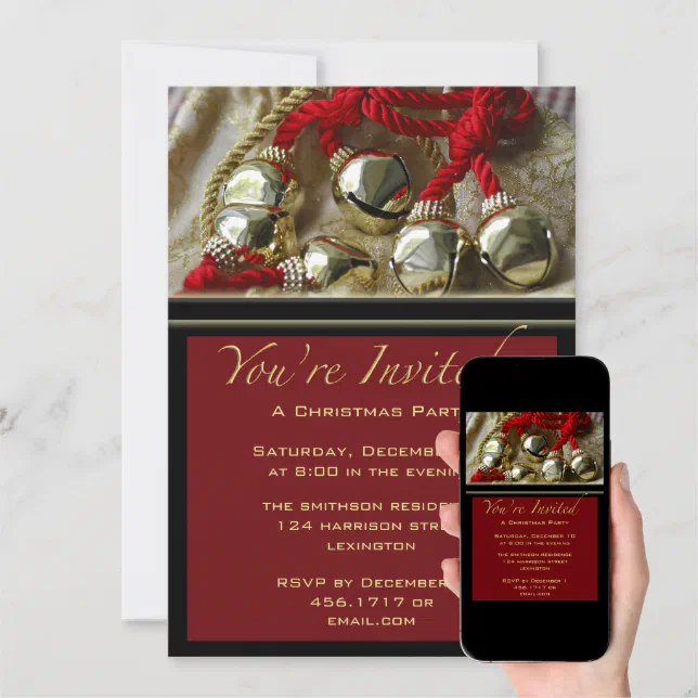 Christmas Party Jingle Bells Invitation | Zazzle