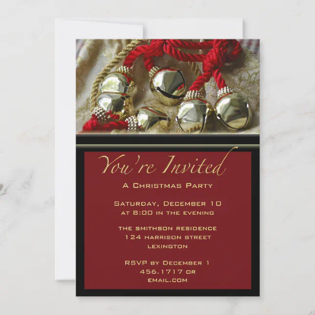 Christmas Party Jingle Bells Invitation | Zazzle