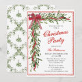 Christmas Party Mistletoe Bow Modern Holiday Party Invitation | Zazzle