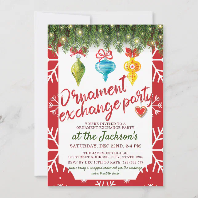 Christmas Party Ornament Exchange Invitation | Zazzle