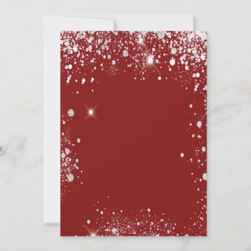 Christmas party red silver glitter invitation | Zazzle