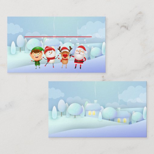 Christmas Party Santa Claus, Rudolph Snowman Elf Place Card | Zazzle