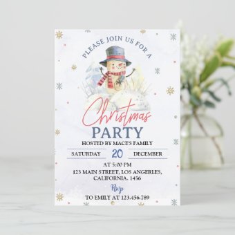 Christmas Party Snowman Invitation | Zazzle