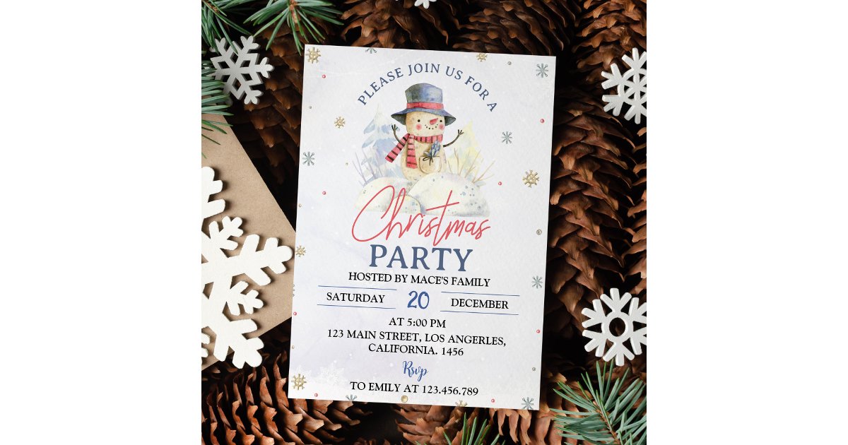 Christmas Party Snowman Invitation | Zazzle