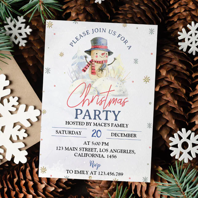 Christmas Party Snowman Invitation | Zazzle