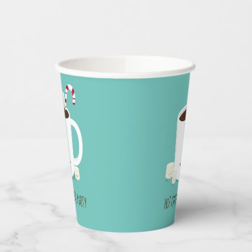 Christmas Party Teal Hot Chocolate Hot Cocoa Paper Cups | Zazzle