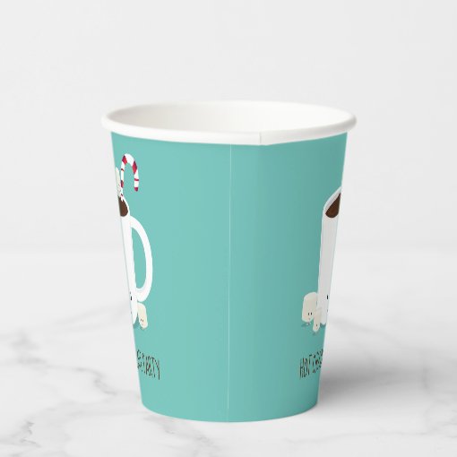 Christmas Party Teal Hot Chocolate Hot Cocoa Paper Cups | Zazzle