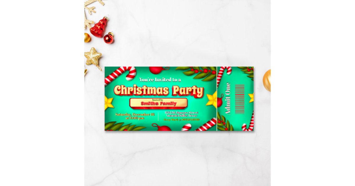 Christmas Party Ticket Invitation | Zazzle