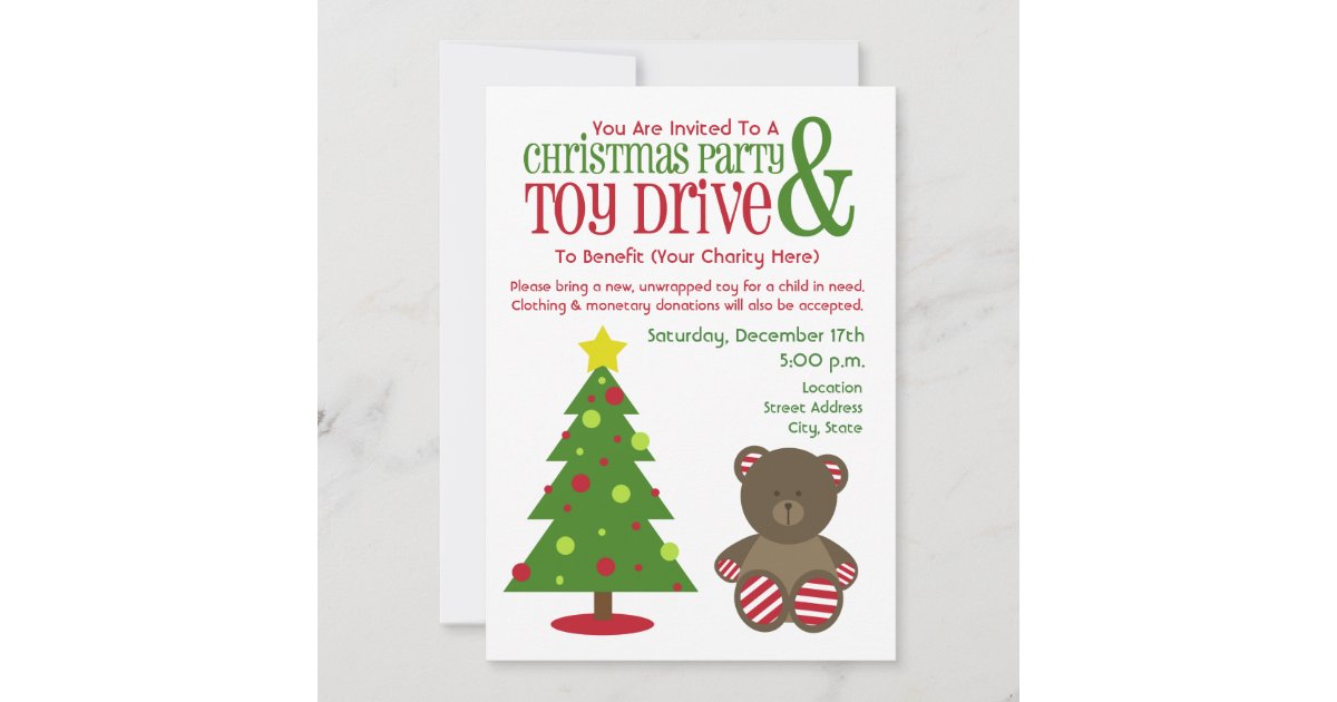 Christmas Party & Toy Drive Invitation | Zazzle